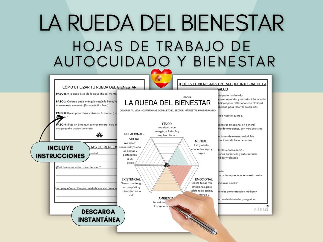 Spanish Self Care Journal: Wellness Wheel Tracker, Mindfulness & Mental ...