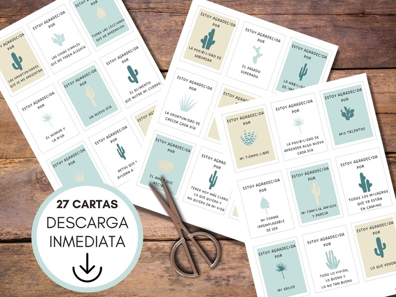 Spanish Gratitude Affirmation Cards: Printable Mindfulness Quotes (PDF ...