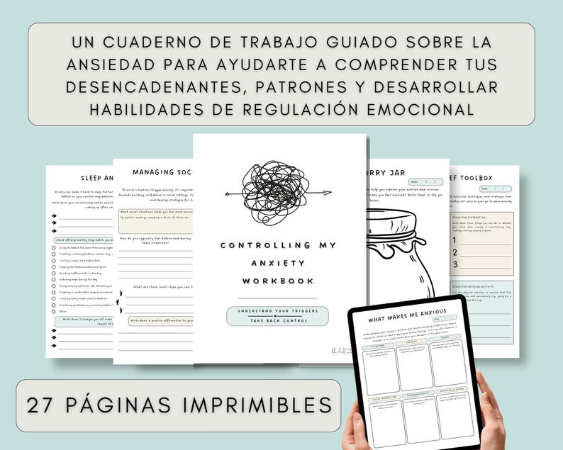 Spanish Anxiety Control Workbook | Emotional Regulation & Stress ...