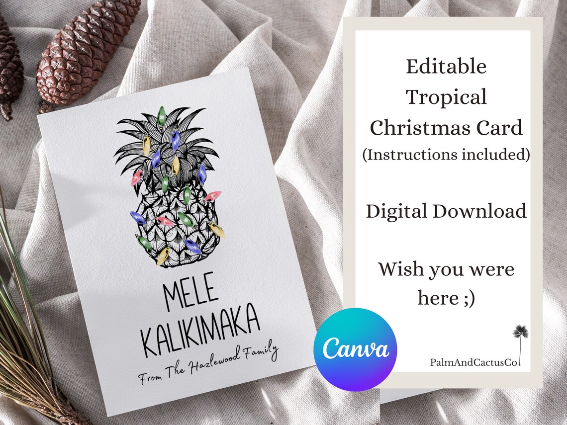 Editable Canva Template: Mele Kalikimaka Holiday Card - Etsy