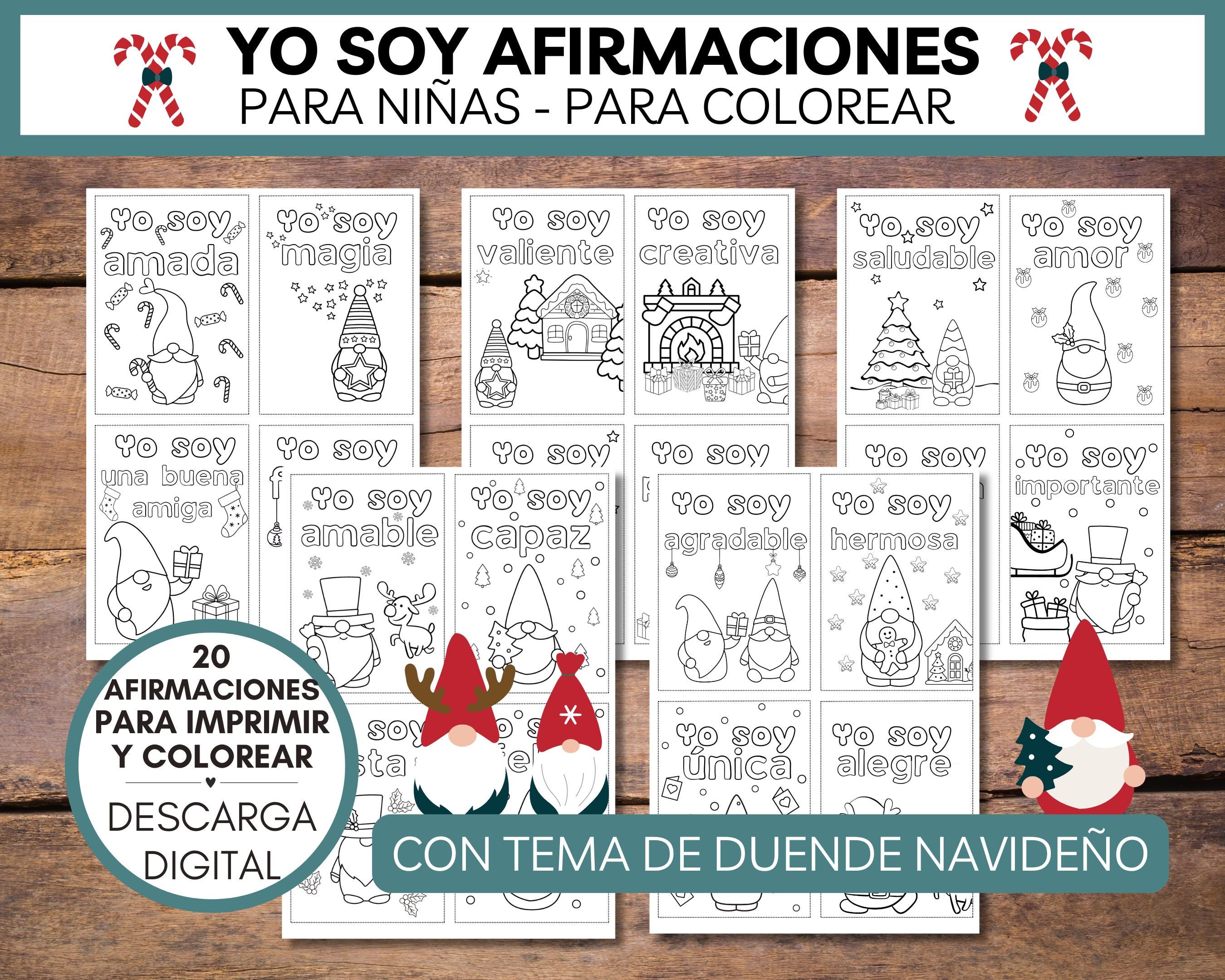 Spanish Christmas Coloring Pages: Gnome Affirmation Cards for Kids (PDF ...
