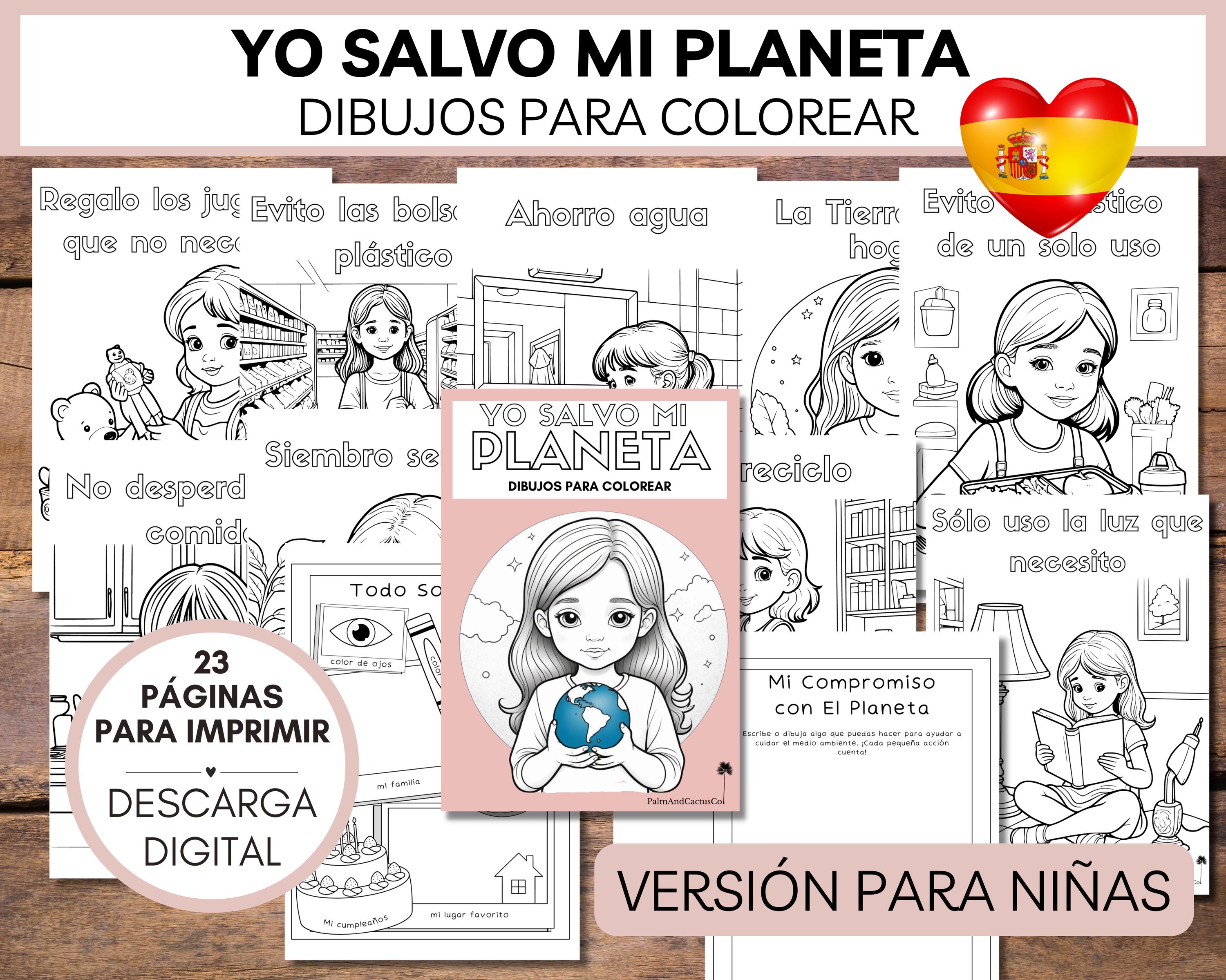SPANISH Save the Planet Coloring Book for Girls, Earth Day Coloring ...