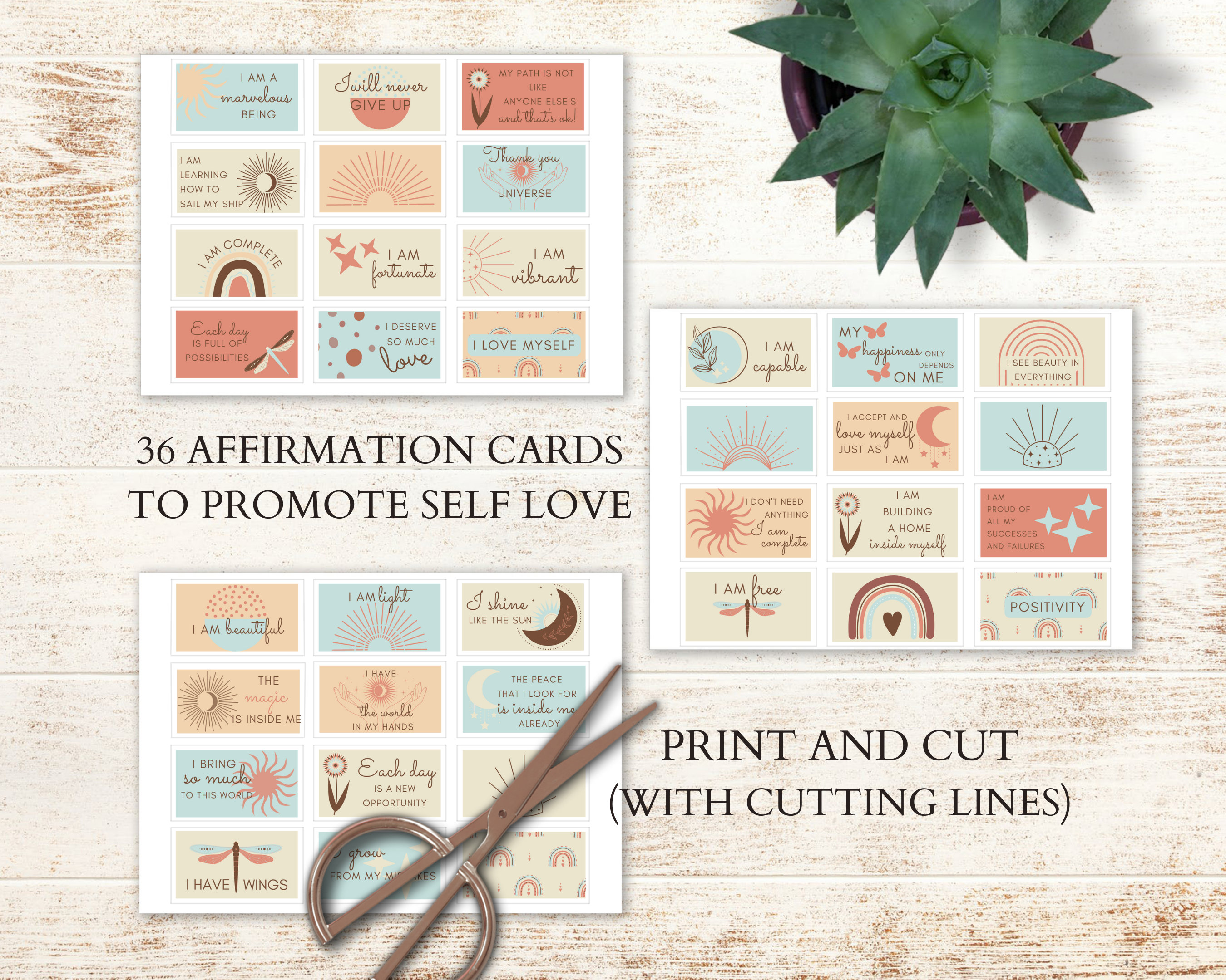 Printable Affirmation Cards, Boho Manifestation Cards, Positive Daily ...