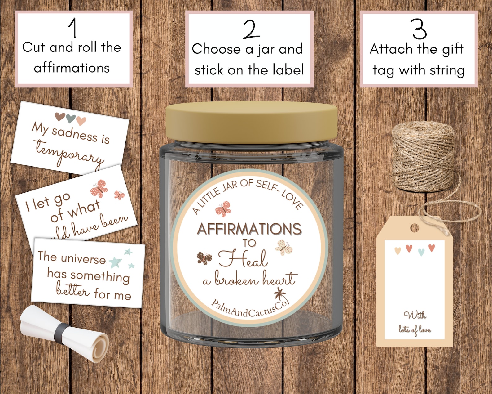 Breakup Affirmation Jar, PRINTABLE Affirmation Cards for Self-love ...