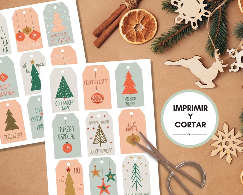 Spanish Christmas Printable Gift Tags, Feliz Navidad Hang Tags, Holiday ...