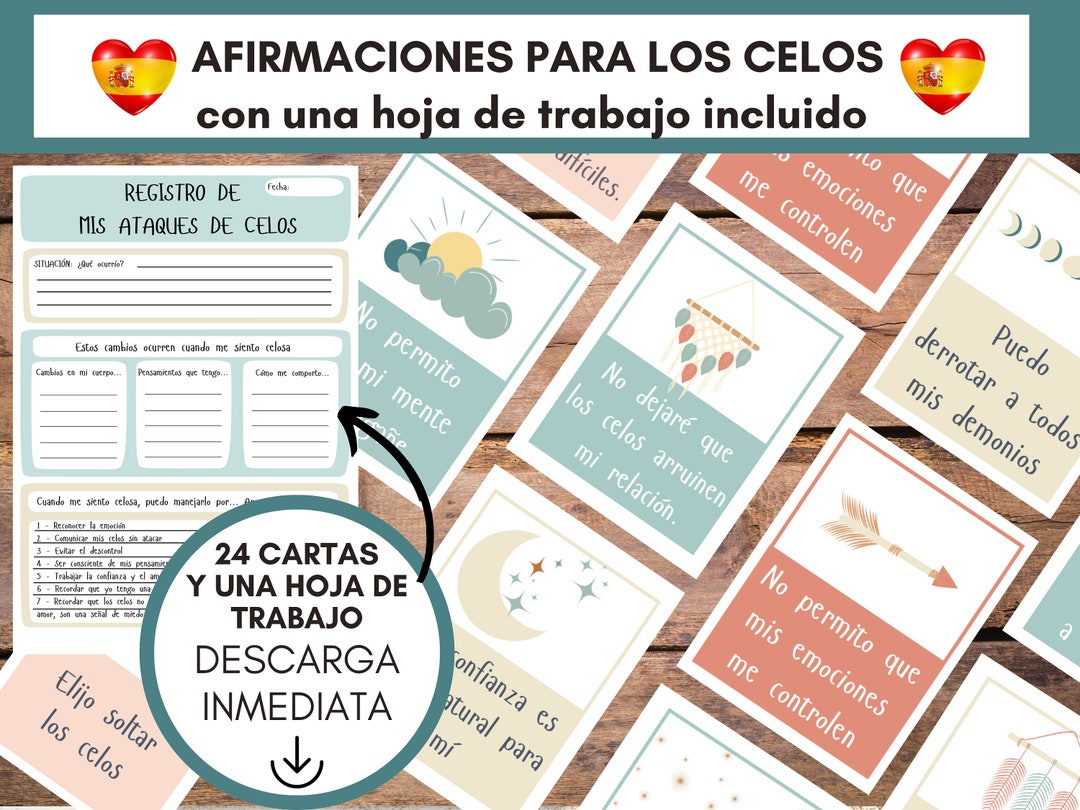 SPANISH Affirmation Cards for Jealousy Printable, Coping Skills, Self ...