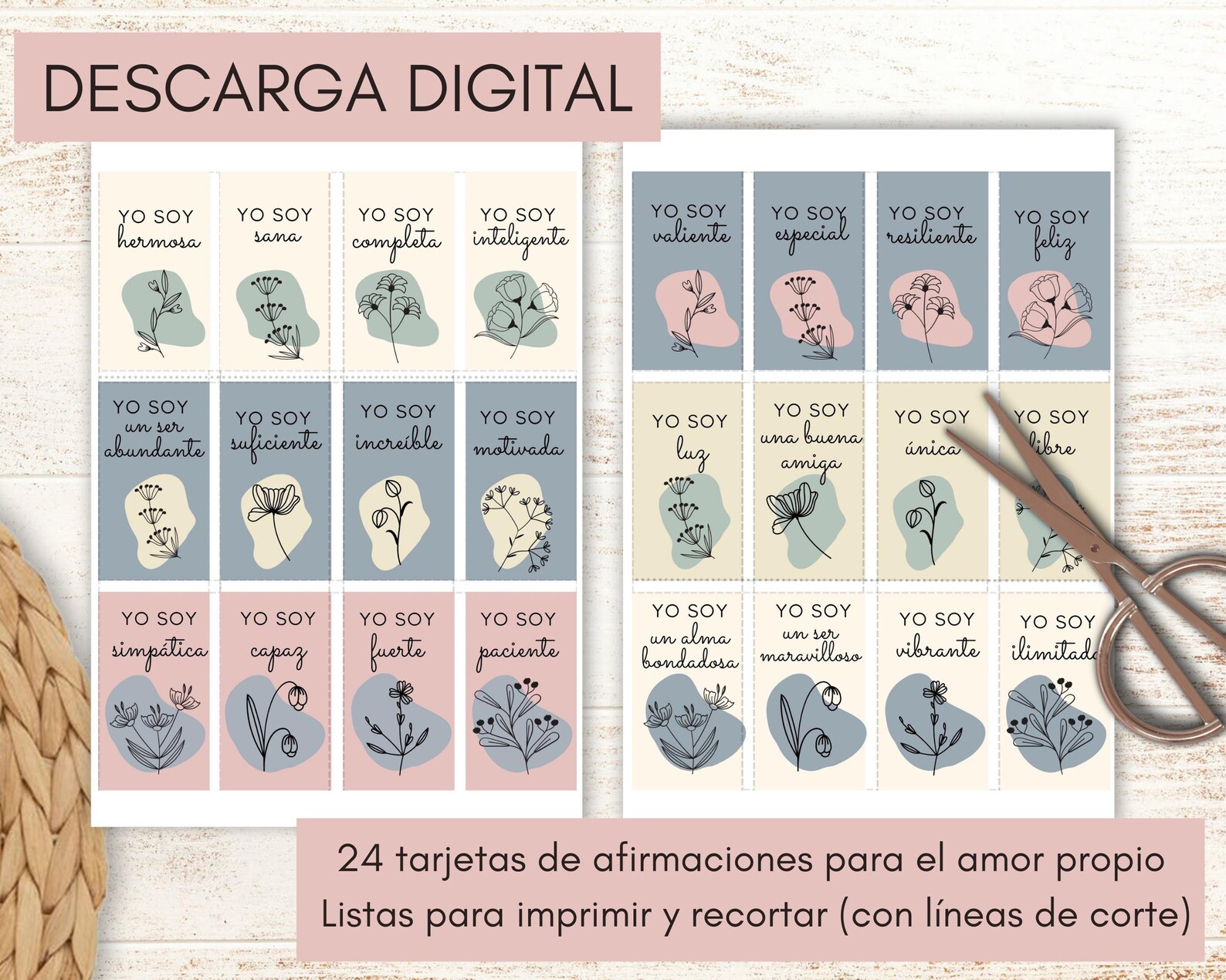 SPANISH Affirmation Cards Printable, Manifestation Cards, I Am Enough ...