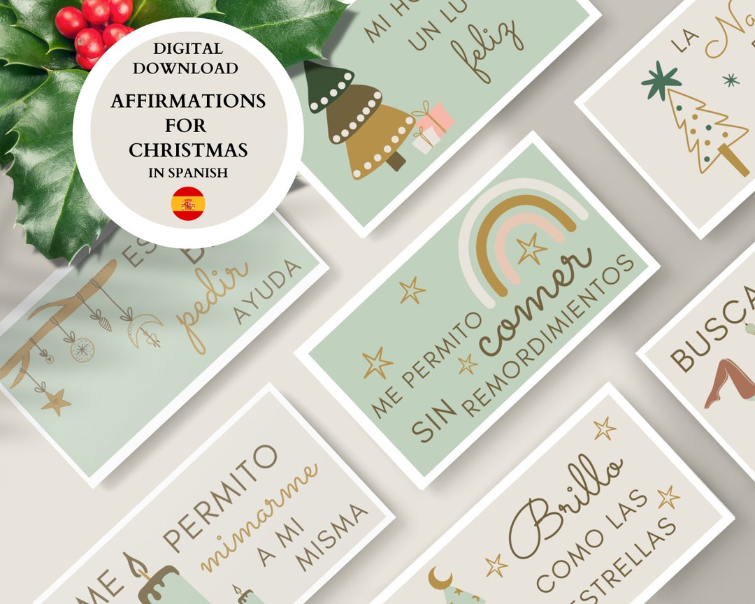 SPANISH Affirmation Cards for Christmas Self-care, PRINTABLE Positive ...