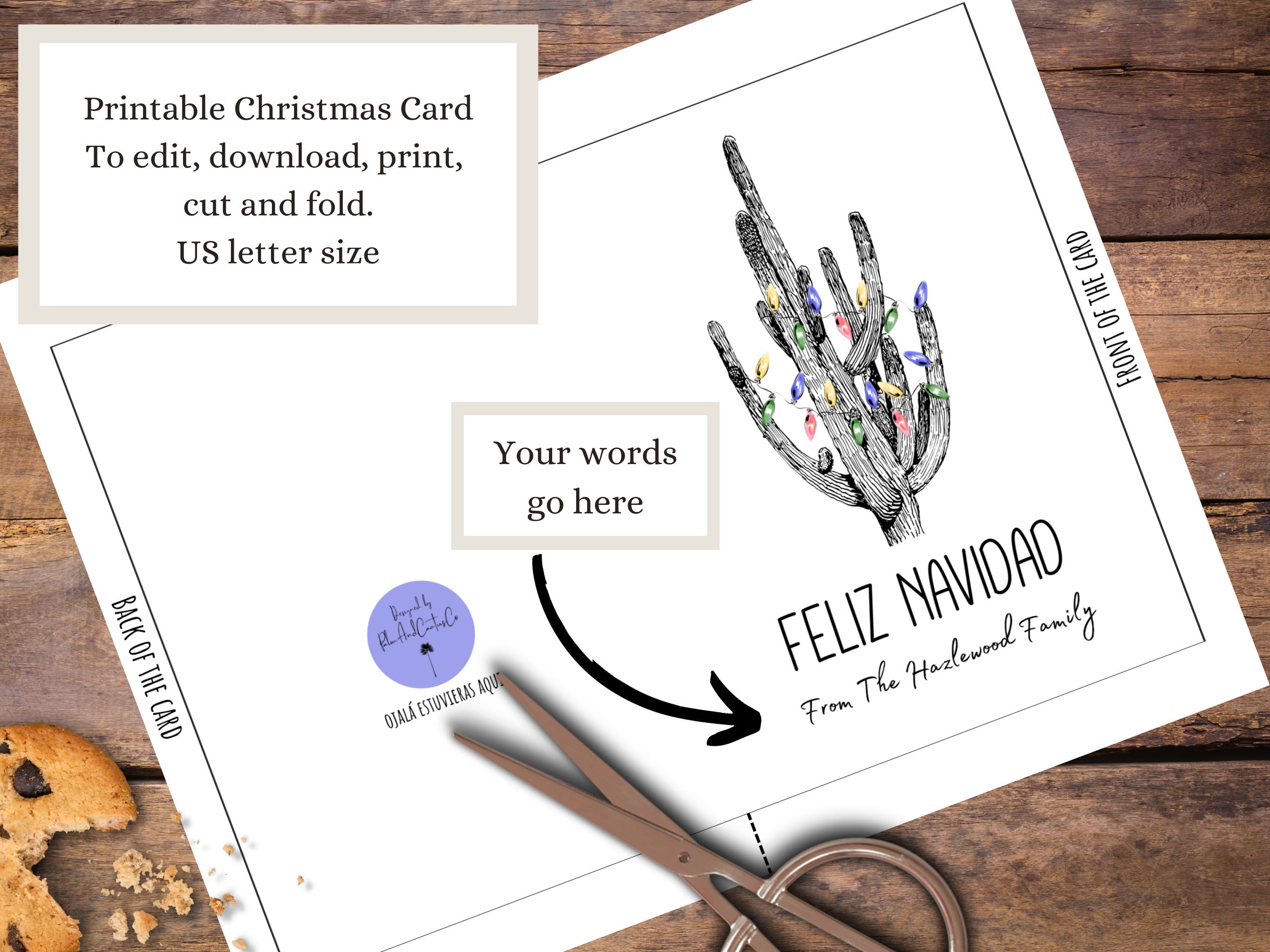 Editable Canva Template: Feliz Navidad Holiday Cards, Printable ...