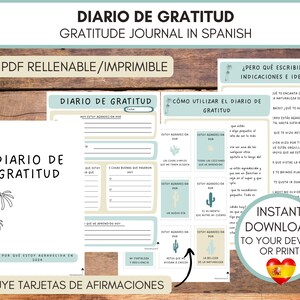 SPANISH Gratitude Journal With Printable Affirmations, Thankful Journal ...