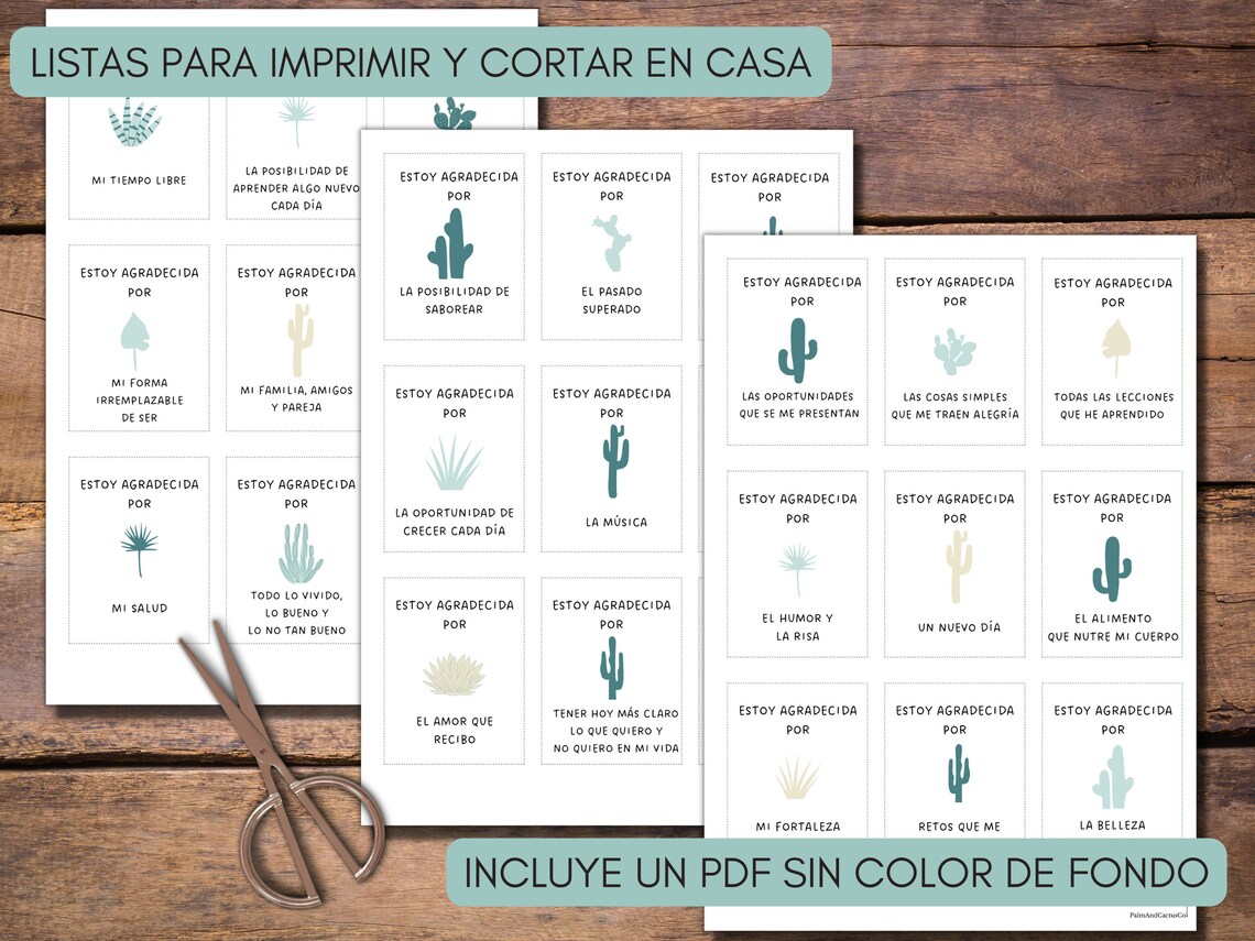 SPANISH Gratitude Affirmation Cards, Printable Thankful Quotes ...