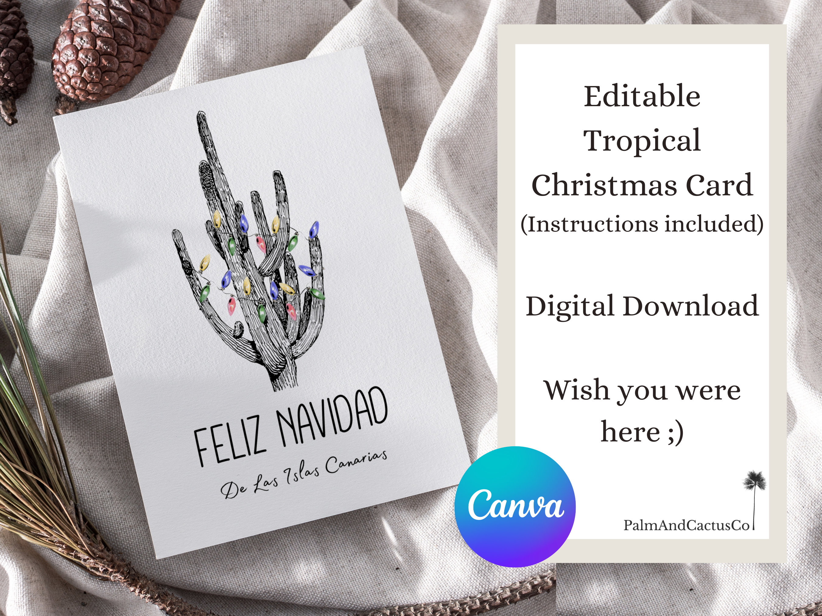 Editable Canva Template: Feliz Navidad Holiday Cards, Printable ...