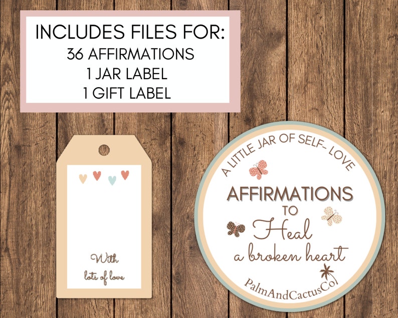 Breakup Affirmation Jar, PRINTABLE Affirmation Cards for Self-love ...
