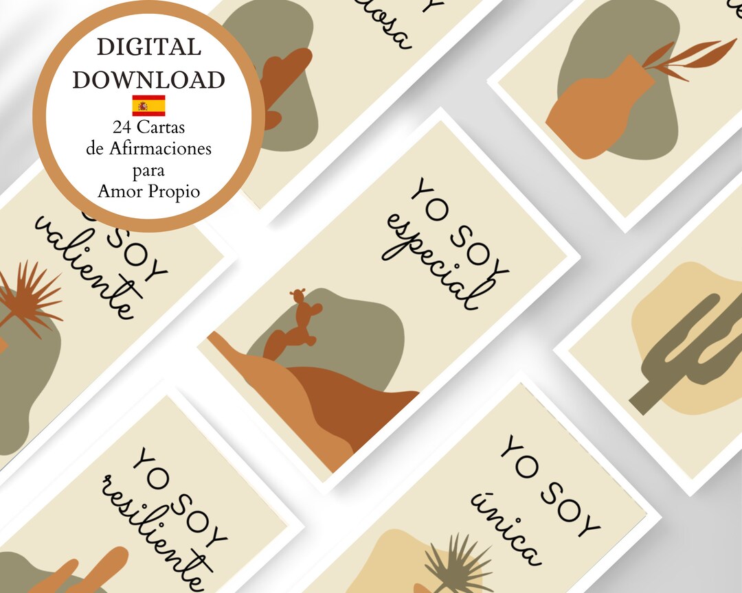 SPANISH Affirmation Cards Printable, Desert Theme Self Care Flashcards ...