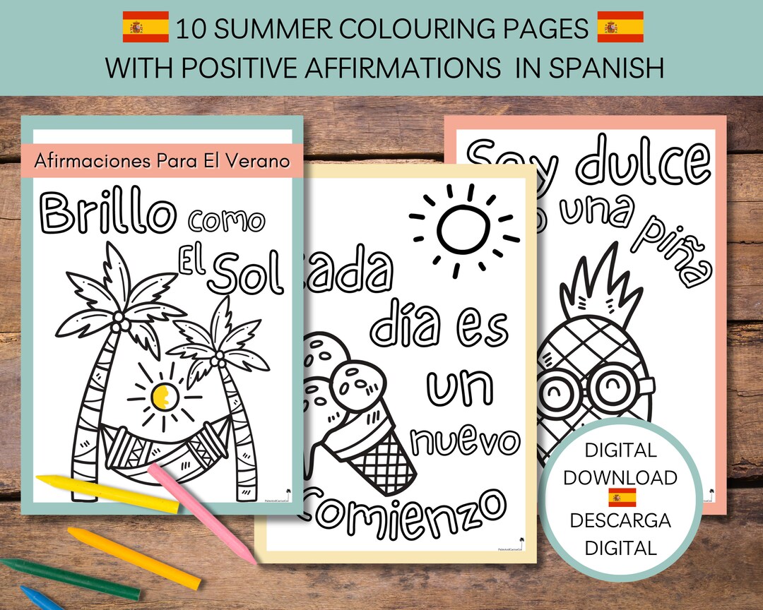 Printable Summer Coloring Pages for Kids With Positive Affirmations in ...