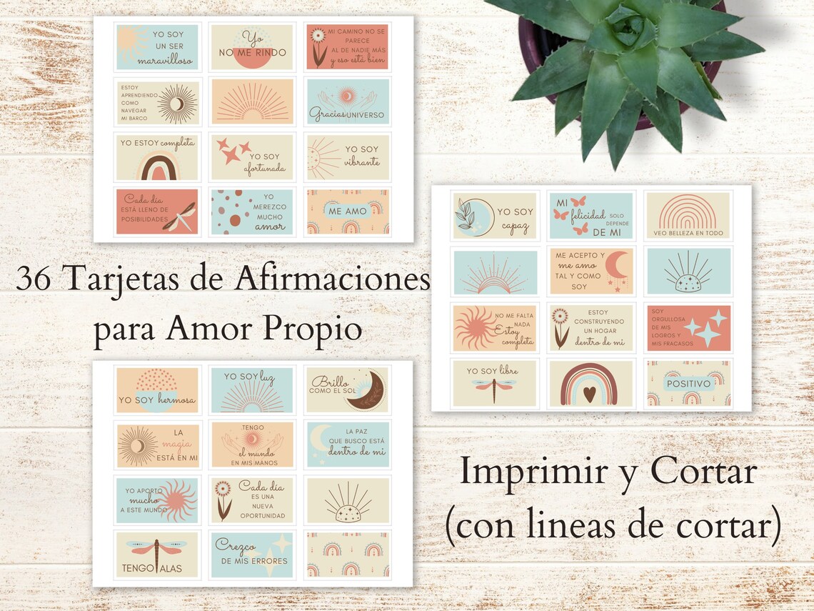 SPANISH Affirmation Cards Printable Boho Manifestation Cards - Etsy