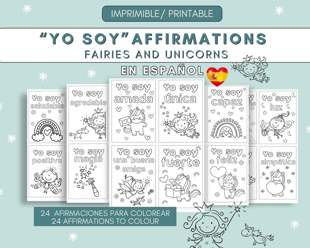 Spanish Affirmation Cards for Girls | Coloring Pages With Inspirational ...
