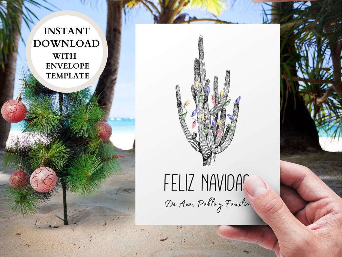 Editable Canva Template: Feliz Navidad Holiday Cards - Etsy