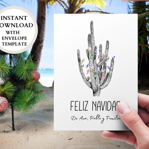 Editable Canva Template: Feliz Navidad Holiday Cards, Printable ...