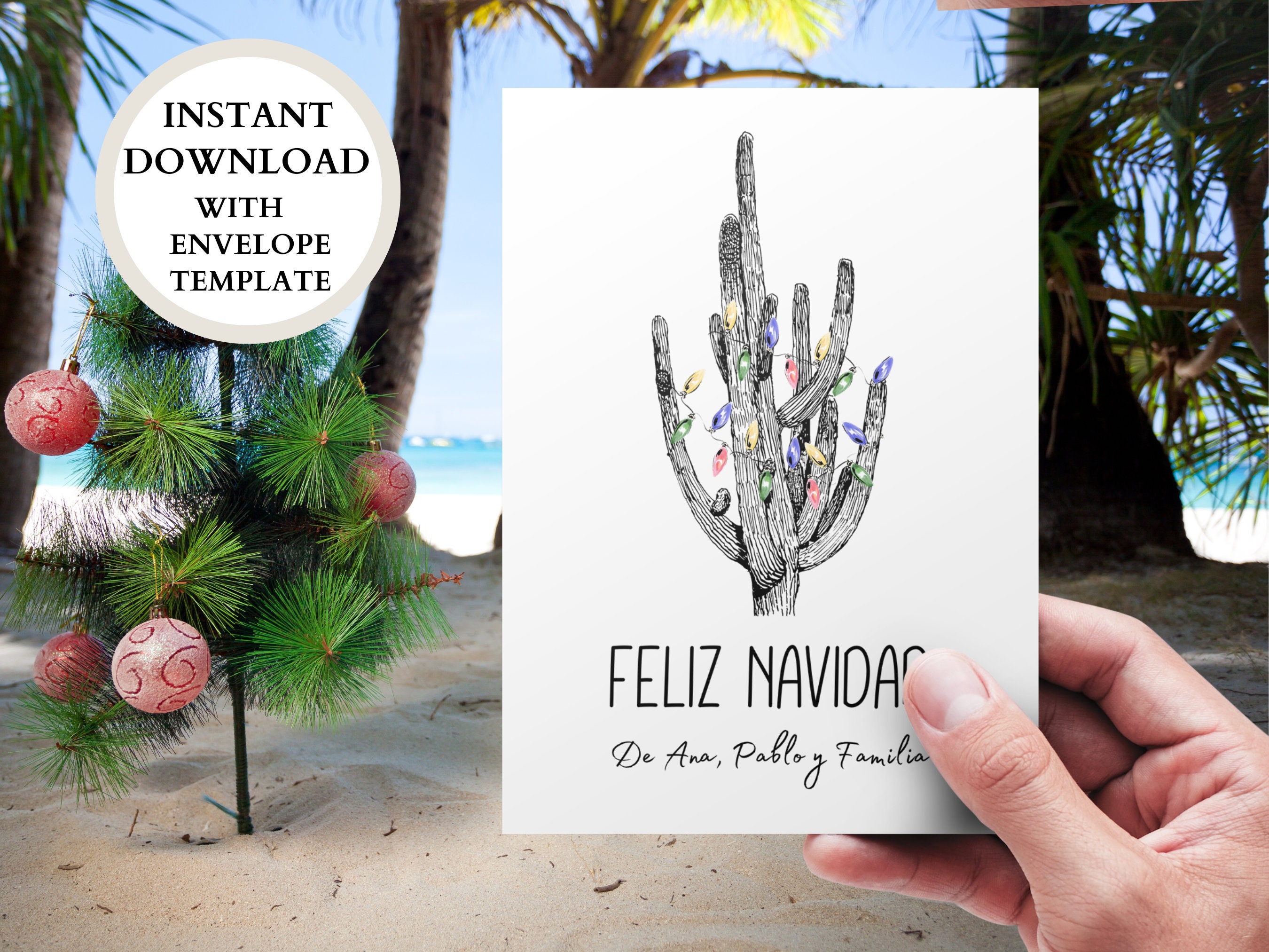 Editable Canva Template: Feliz Navidad Holiday Cards, Printable ...