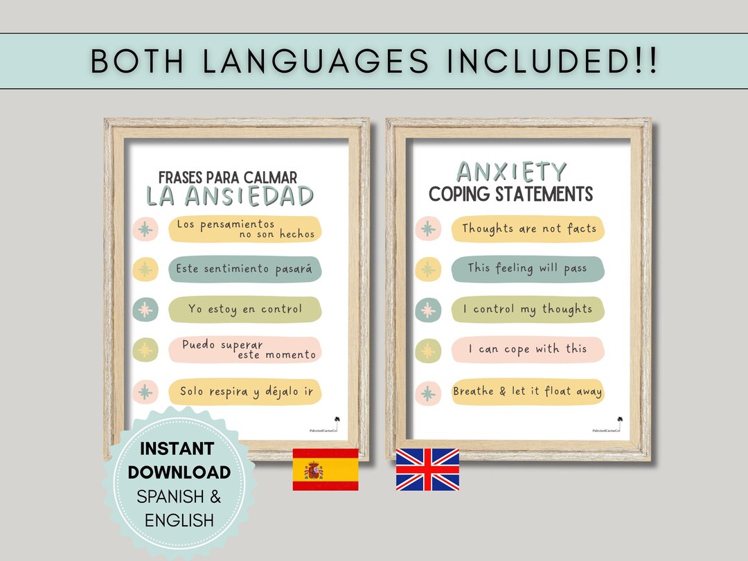 Anxiety Coping Statements Poster - Spanish & English (digital Download ...