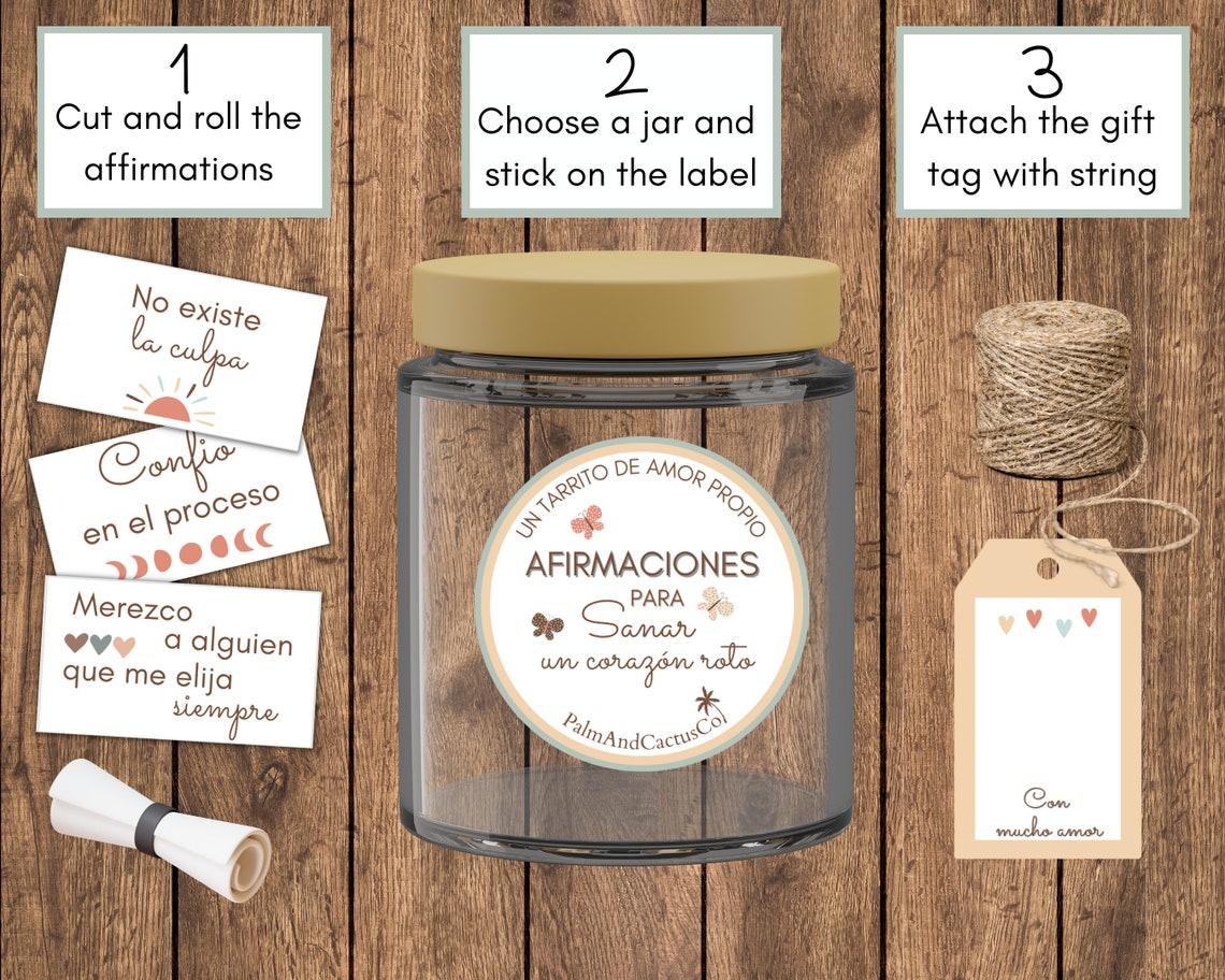 SPANISH Affirmation Jar Printable for Self Love and Positivity After a ...
