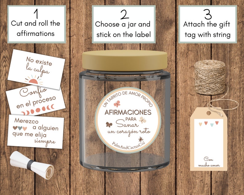 SPANISH Affirmation Jar Printable for Self Love and Positivity After a ...