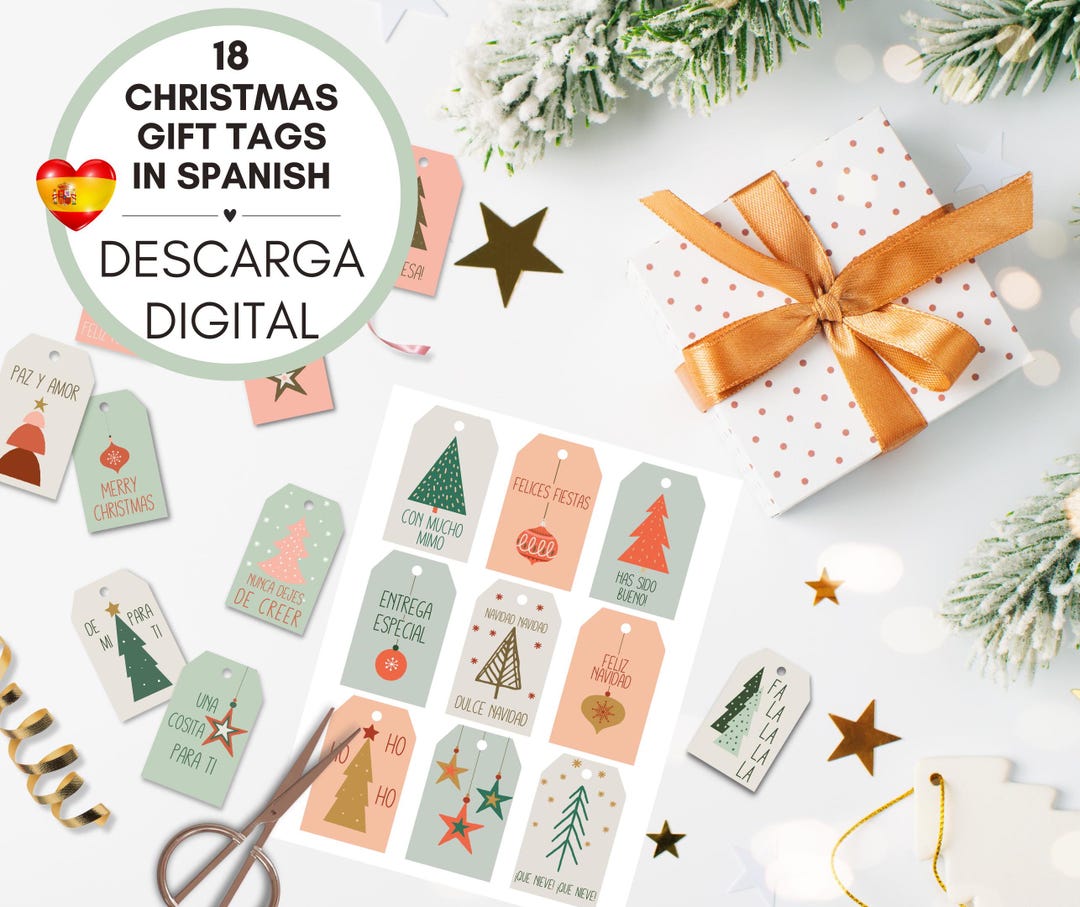 Spanish Christmas Printable Gift Tags, Feliz Navidad Hang Tags, Holiday ...