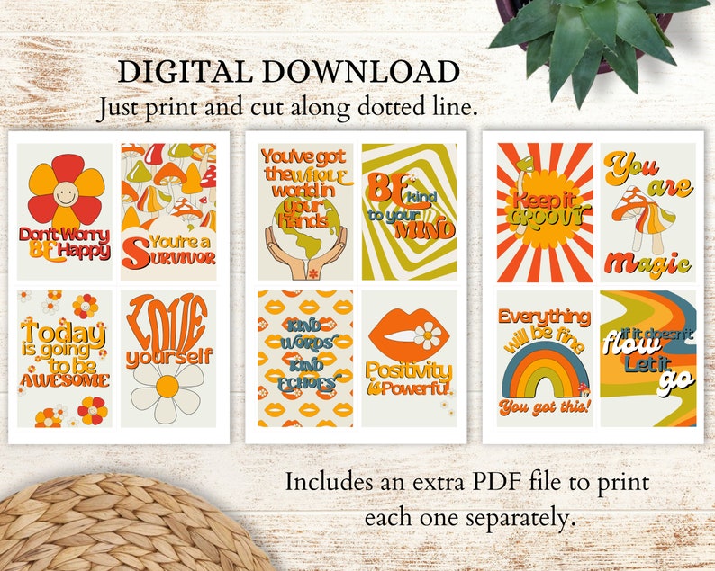 Groovy Affirmations for Self-love, PRINTABLE Daily Positive Quotes ...