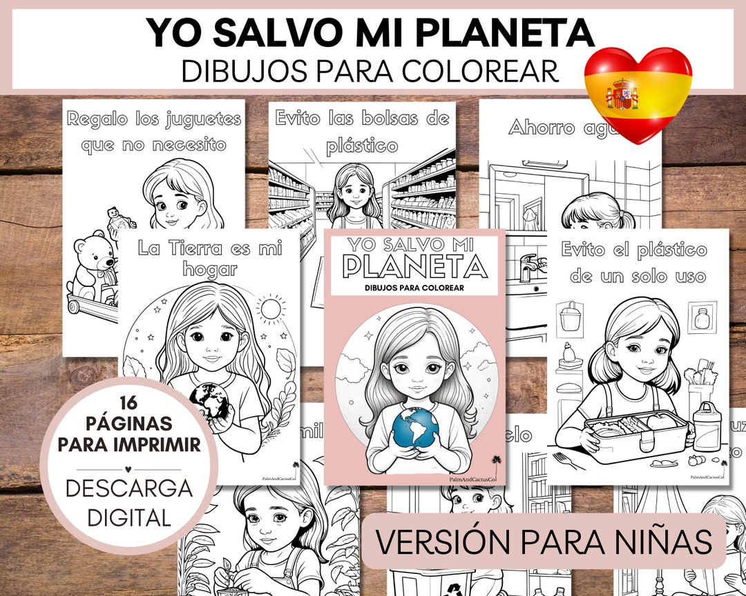 SPANISH Save the Planet Coloring Book for Girls, Earth Day Coloring ...