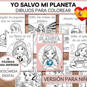SPANISH Save the Planet Coloring Book for Girls, Earth Day Coloring ...