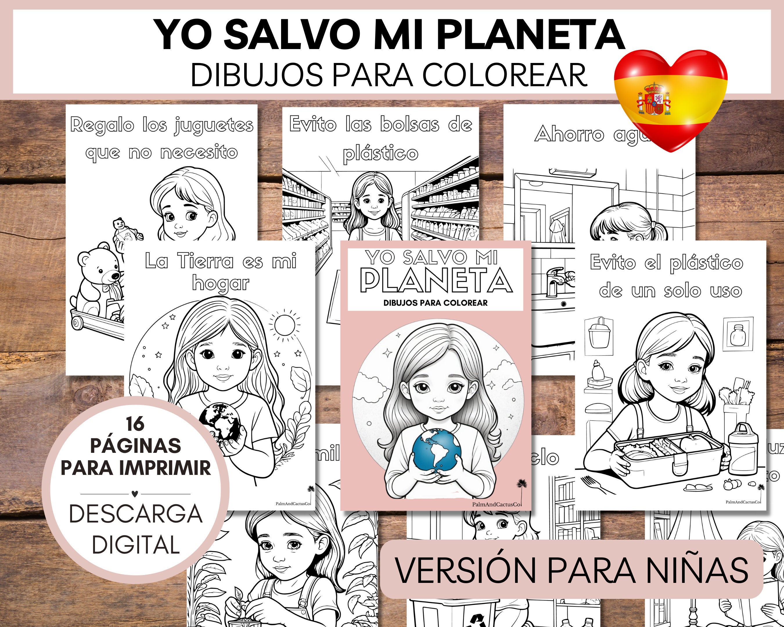SPANISH Save the Planet Coloring Book for Girls, Earth Day Coloring ...