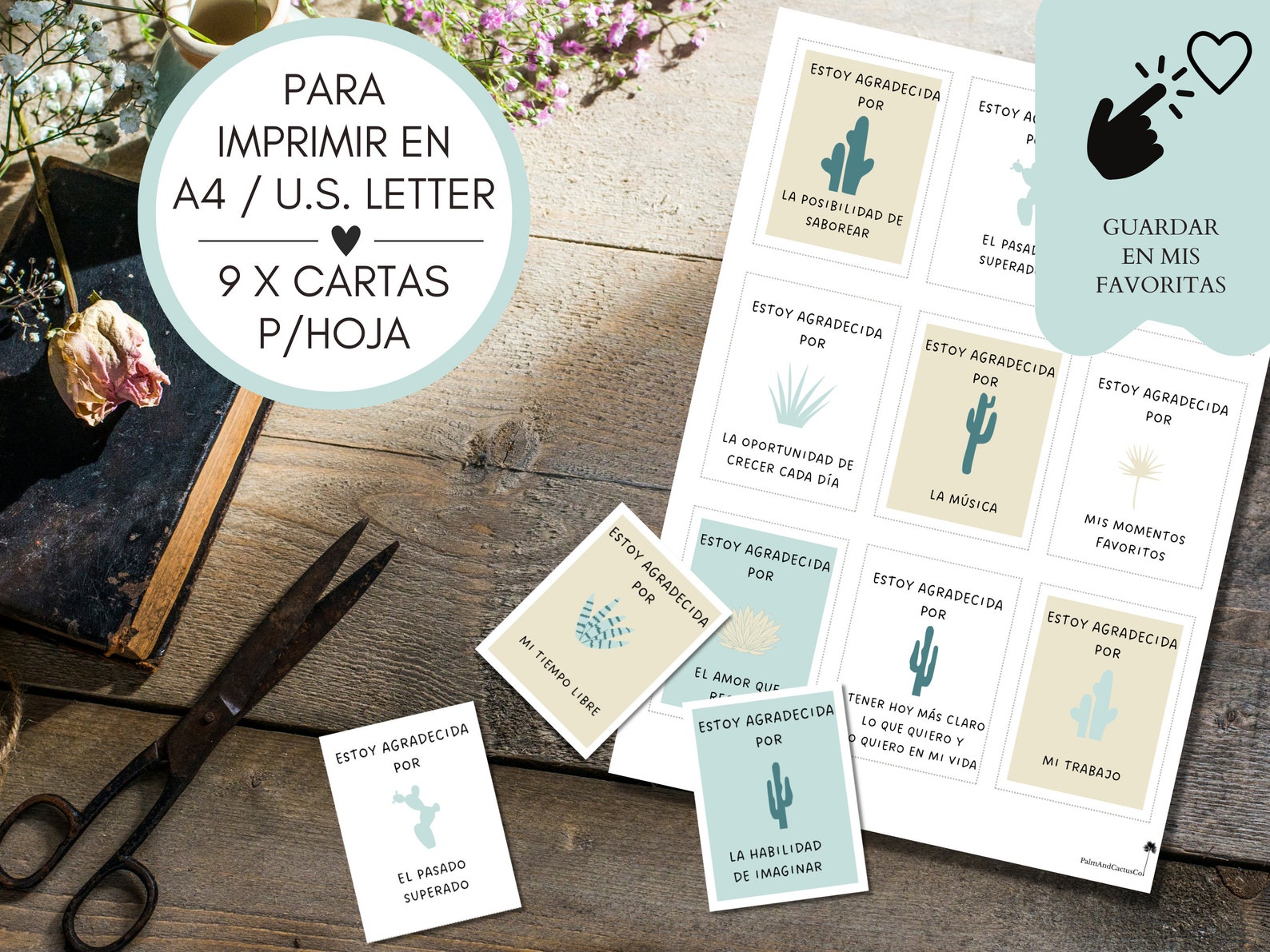 Spanish Gratitude Affirmation Cards: Printable Mindfulness Quotes (PDF ...
