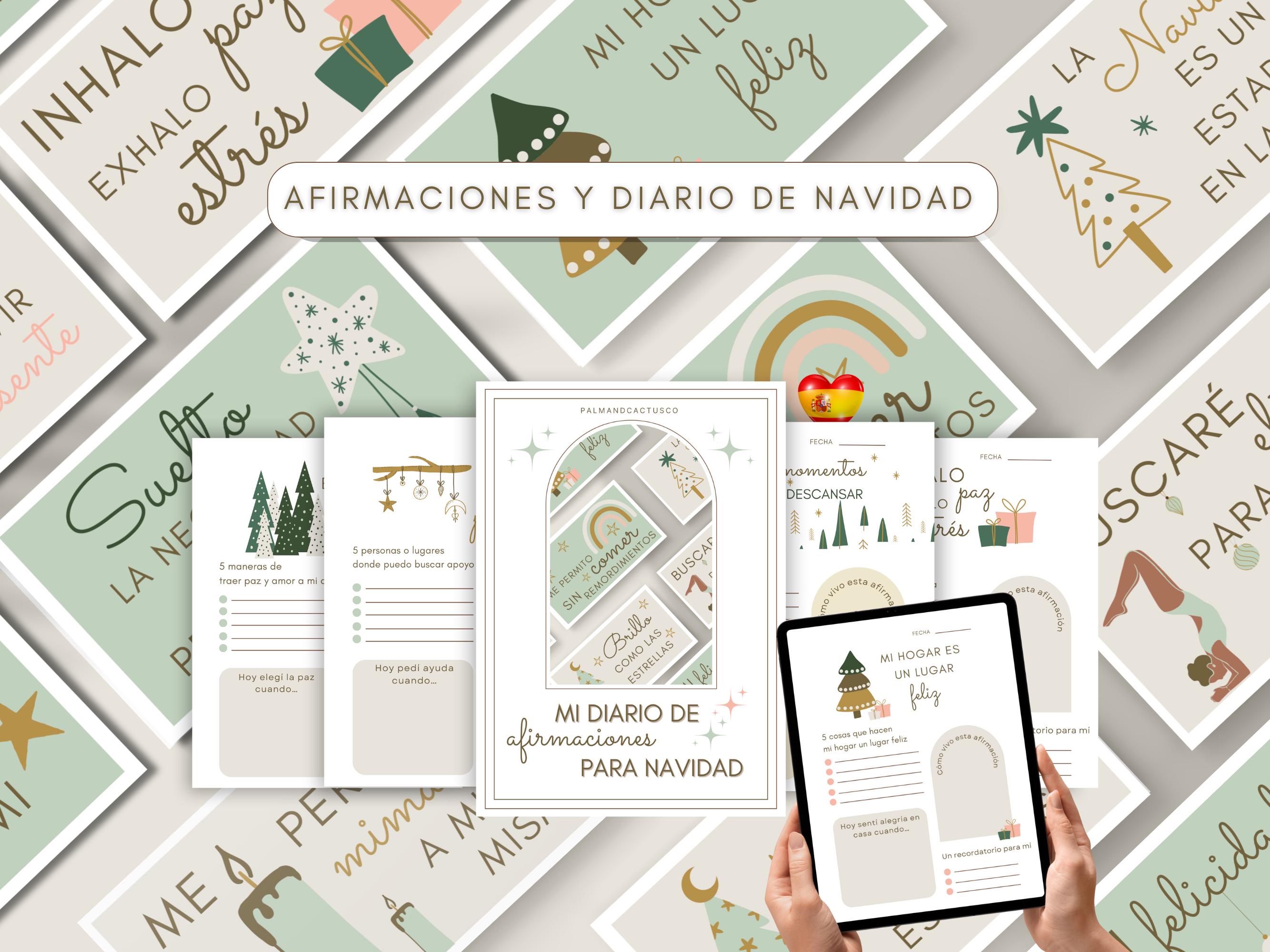 Spanish Christmas Affirmation Cards & Journal - Printable Self Care Kit ...