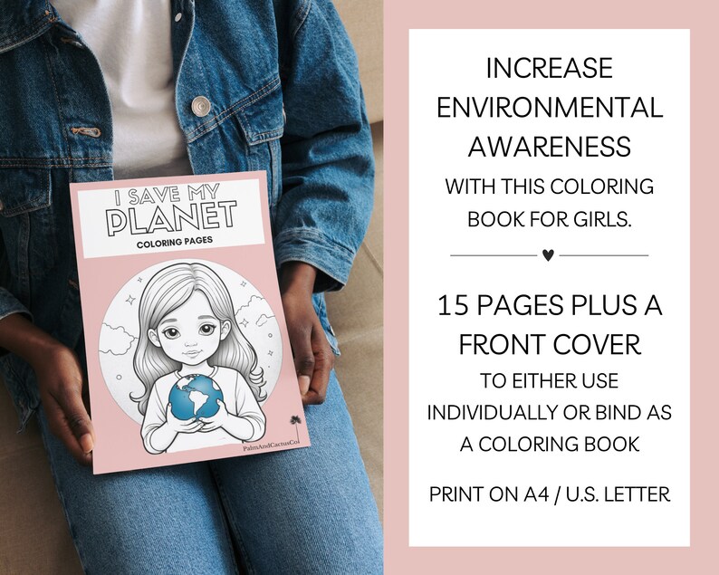 Save the Planet Coloring Book for Girls, Earth Day Coloring Pages ...
