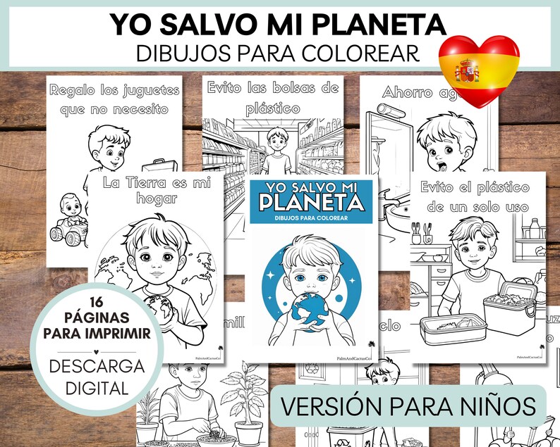 SPANISH Save the Planet Coloring Book for Boys, Earth Day Coloring ...