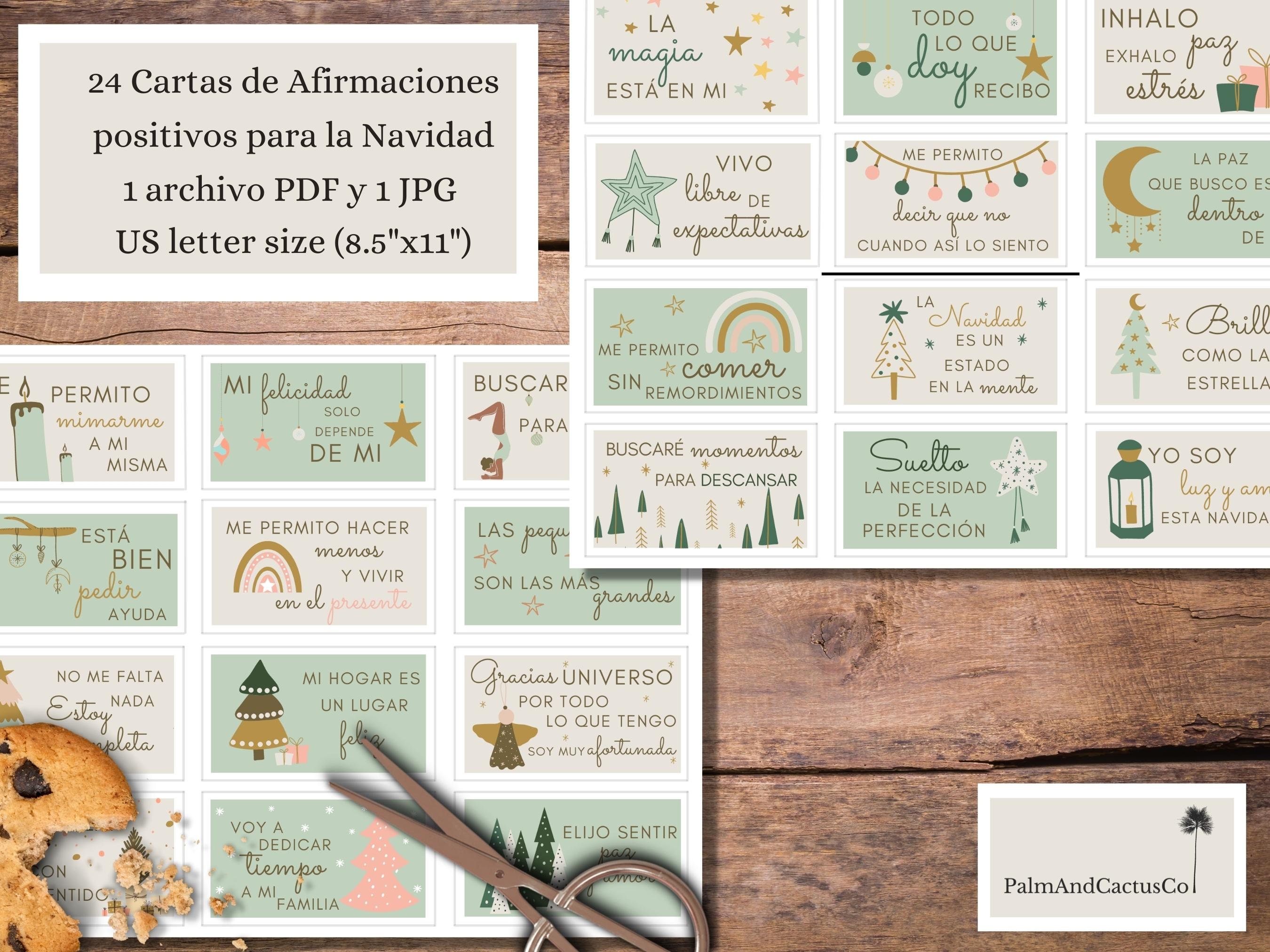 SPANISH Affirmation Cards for Christmas Self-care, PRINTABLE Positive ...