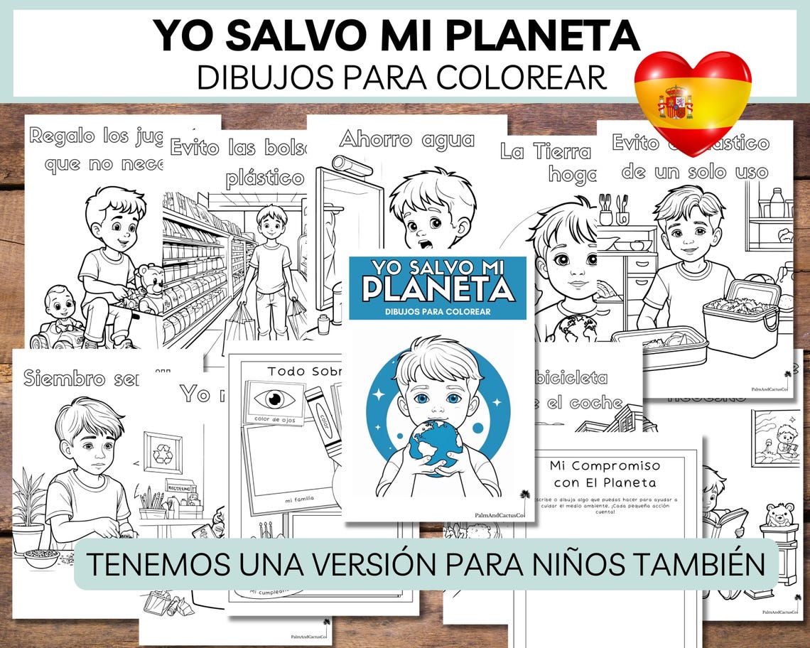SPANISH Save the Planet Coloring Book for Girls, Earth Day Coloring ...
