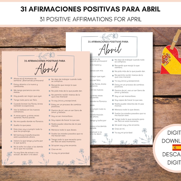 SPANISH Affirmations Checklist for the New Year, PRINTABLE Positive ...