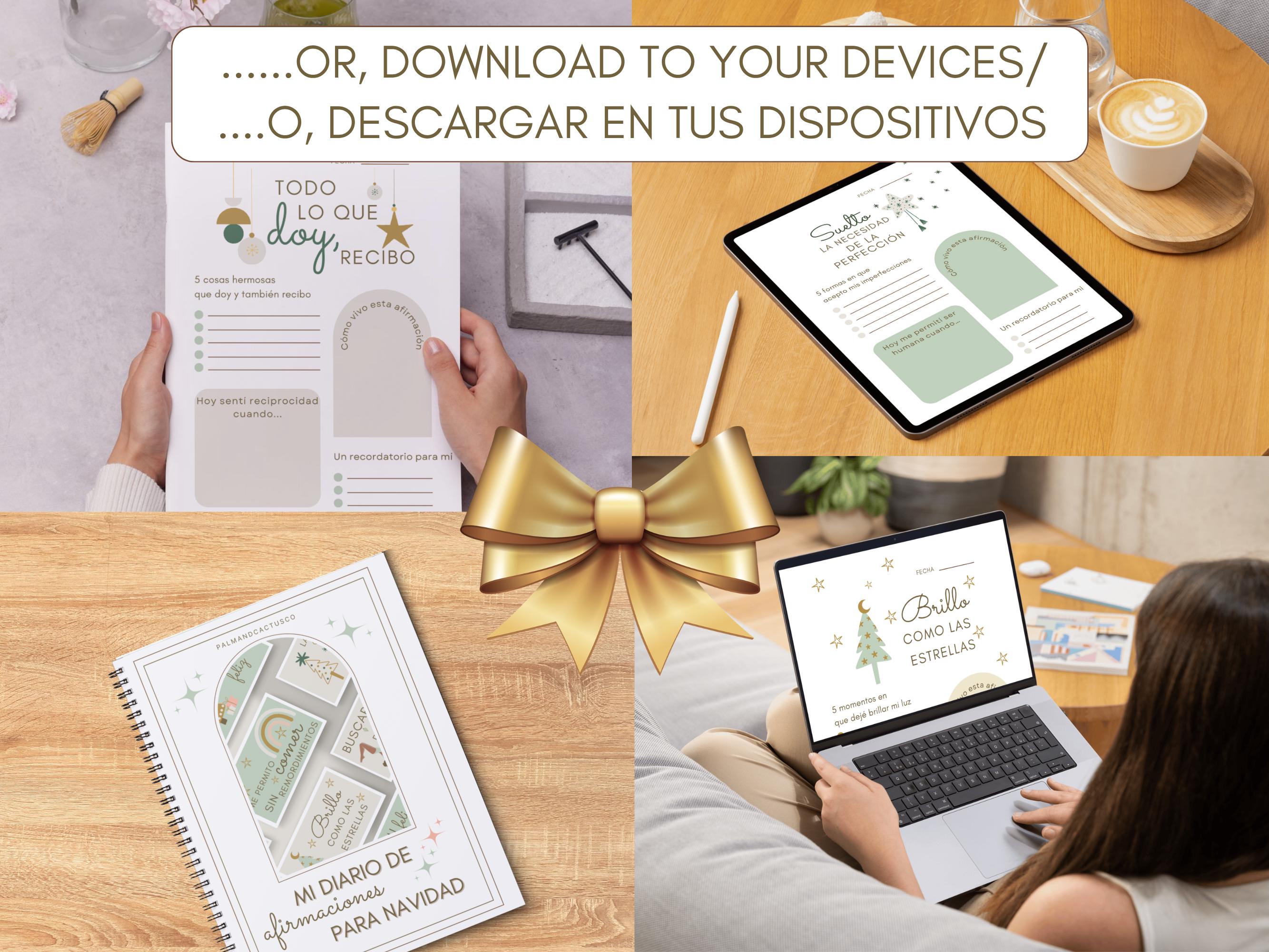 Spanish Christmas Affirmation Cards & Journal - Printable Self Care Kit ...