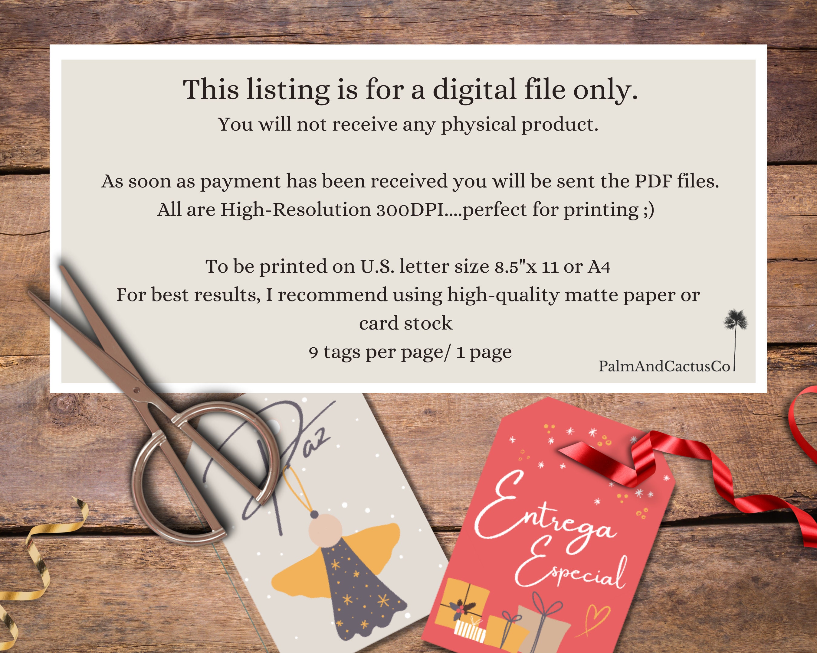 Printable Spanish Christmas Gift Tags, Feliz Navidad Hang Tags, Holiday ...