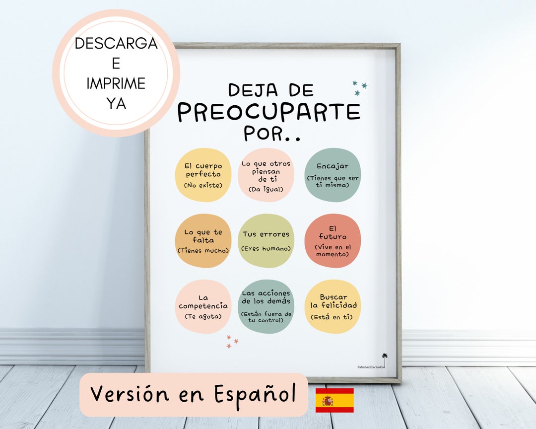 Spanish Self Care Poster: Printable Therapist Office Decor, Mental ...