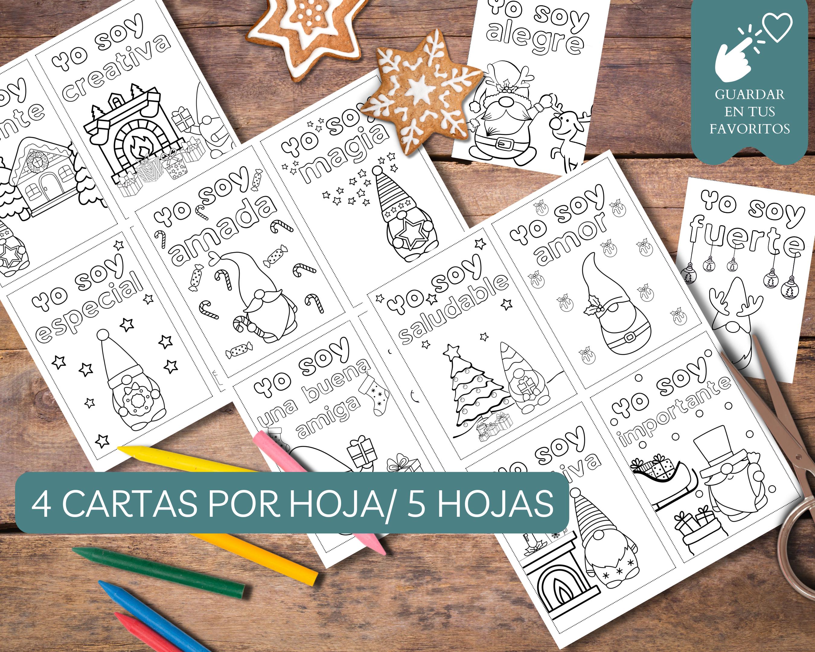 Spanish Christmas Coloring Pages: Gnome Affirmation Cards for Kids (PDF ...