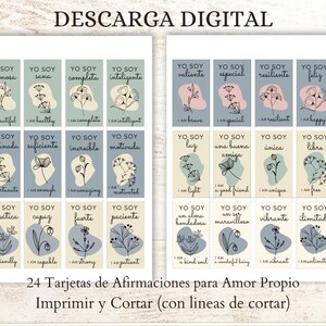 SPANISH TO ENGLISH Affirmation Cards for Self Love, Printable Positive ...