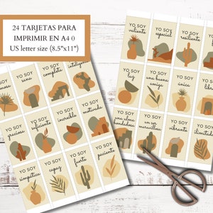 SPANISH Affirmation Cards Printable, Desert Theme Self Care Flashcards ...