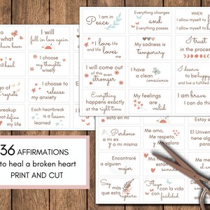 Breakup Affirmation Jar, PRINTABLE Affirmation Cards for Self-love ...