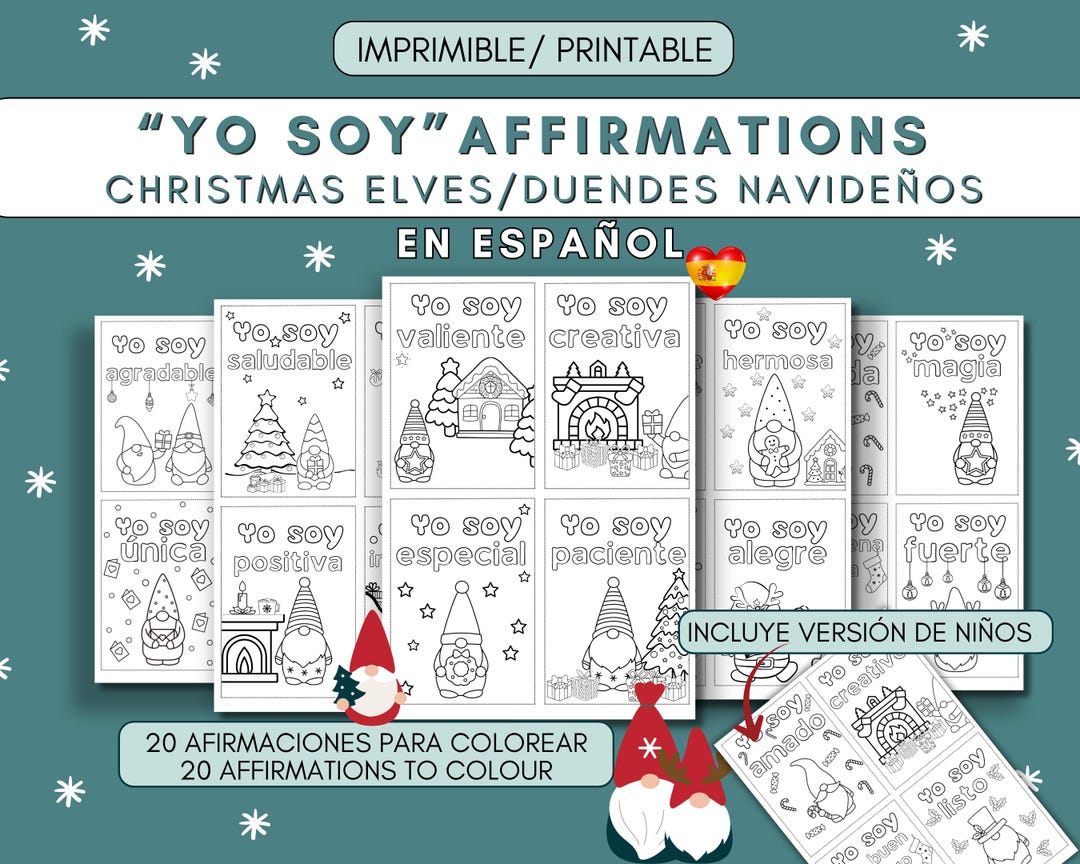 Spanish Christmas Coloring Pages With Affirmations for Kids | Printable ...
