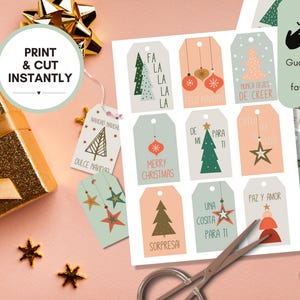 Spanish Christmas Printable Gift Tags, Feliz Navidad Hang Tags, Holiday ...