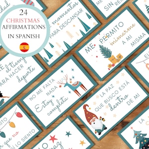 SPANISH Affirmation Cards for Christmas, Printable Self Care Cards ...