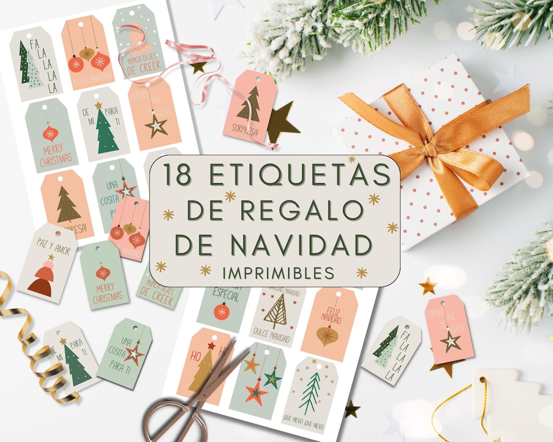 Printable Spanish Christmas Gift Tags, 18 Festive Designs for a Feliz ...